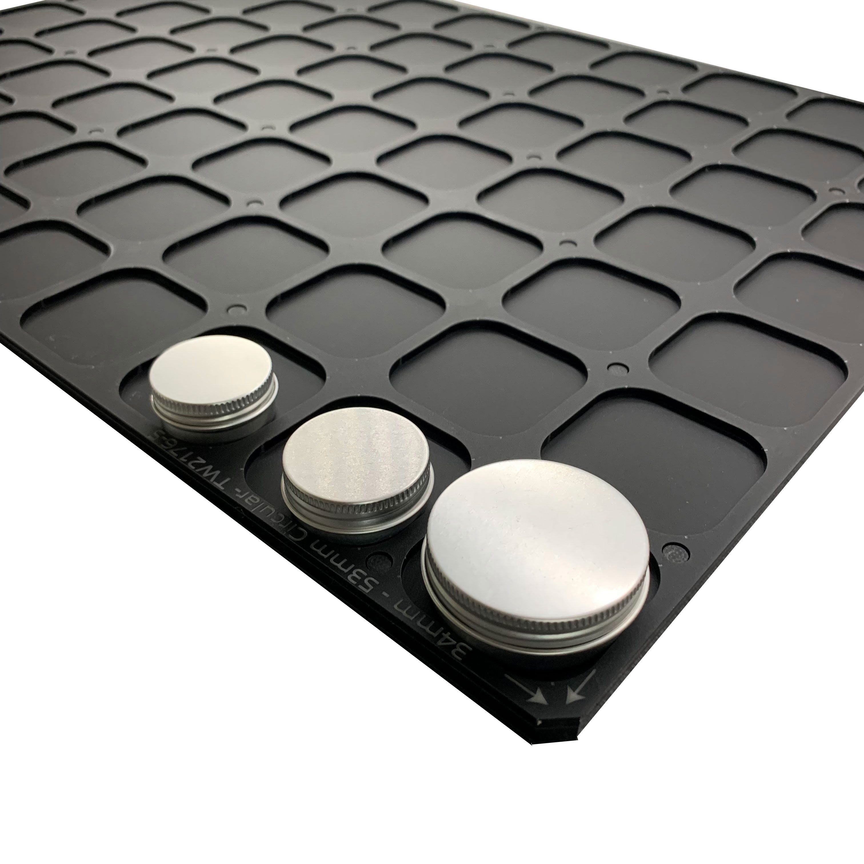 Round 50mm Tin Jig (5cm Circular Tins) for Mimaki UJF-7151 Flatbed Printer